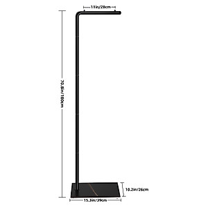 OUTBROS Coat Rack, Metal Clothes Rack, L-shaped Modern Hanger, Sturdy Freestanding Coat Rack, Used in Bedroom, Entrance and Living Room, Black