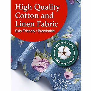 APRONNER No Ties Plus Size Aprons for Women with Pockets Cotton Linen Baking Kitchen Cooking Rose Flower