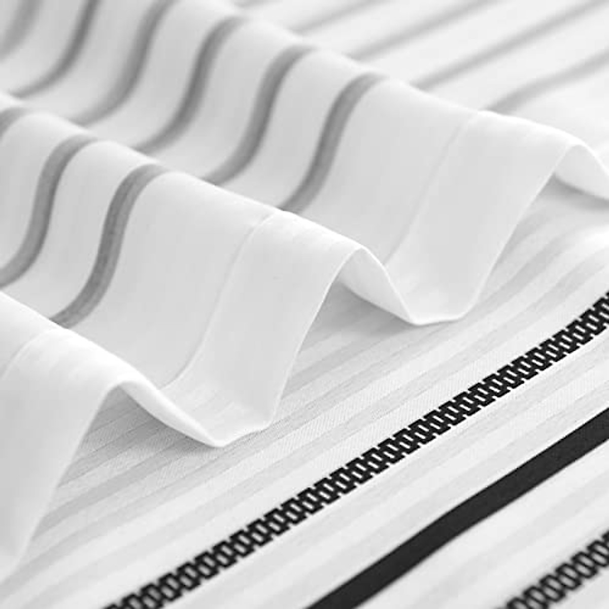 jinchan Black and White Shower Curtain Fabric Shower Curtain for Bathroom Modern Black Striped Shower Curtain Spring Water Repellent in Bath 70x72 inches Long Shower Curtains Set with Curtain Hooks