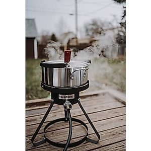 Gas One Aluminum Cooking Pot Deep Fryer with Basket – 10QT Aluminum Fry Pot with Easy Grip Handle – Durable Food Grade Outdoor Fryer with Perforated Strainer Basket – Ideal for Seafood, Chicken