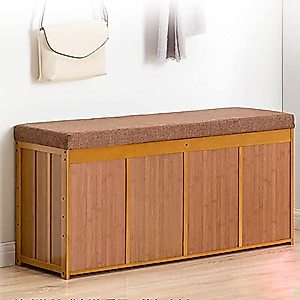 TBVECHI Wood Shoe Bench, 3-Tier Shoe Rack Bench, Entryway Storage Shelf, Bamboo Shoe Cabinet with Cushion, Shoe Cabinet Storage Benches (3-Tier)