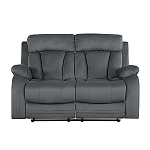 Blackjack Furniture Elton Microfiber Reclining Modern Living Room Loveseat, Sofa, Gray