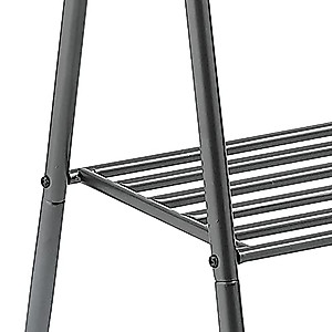 mDesign Garment Rack, Portable, Tall Vertical Storage Unit with Shelf - Sturdy Steel Frame, for Bedroom, Hallway, Entryway, Closets - Graphite Gray