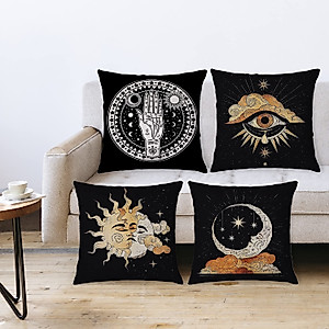 Udinaz Tarot The Sun Moon and Star Palmistry Hand Mystical 18 x 18 Inches Throw Pillow Covers Set of 4,Bedroom Living Room Girls Room Home College Dorm Decor,Astrology Tarot Lovers Gifts Gifts