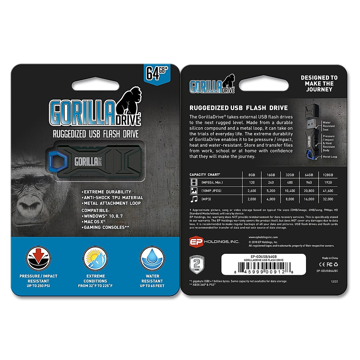 GorillaDrive Ruggedized 64GB USB Flash Drive (2-Pack)