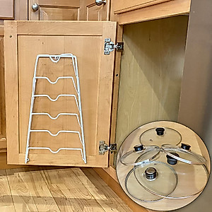 EVELOTS 6 Pot Lid Organizer for Cabinet or Pantry Wall - Cupboard Door Pots and Pans Organizer - Glass or Metal Pan Covers Cabinet Organizer - Rack Hanger Dividers