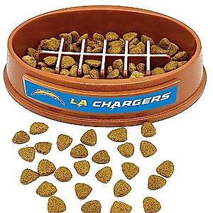 NFL Super-Bowl - Los Angeles Chargers Slow Feeder Dog Bowl. Football Design Slow Feeding Cat Bowl for Healthy Digestion. Non-Slip Pet Bowl for Large & Small Dogs & Cats