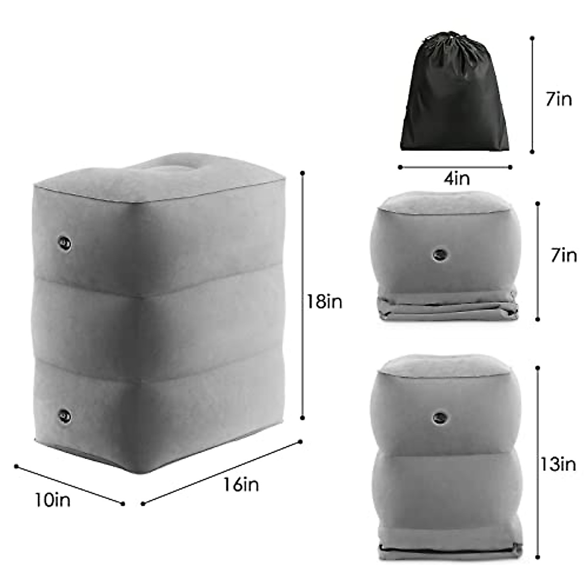 Inflatable Toddler Bed on Air - SVOPY Travel Foot Rest Pillow with Adjustable Height Leg Pillow for Long-Range Flight, Must-Have Item for Airplane, Train, SUV