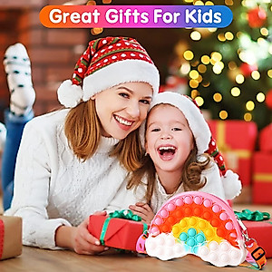 Tckoll Girls Toys Fidget Purse, Valentines Birthday Gifts Rainbow Clouds Girls Pop Purse Fidget Toy,School Supplies Teen Kids Purse Return Gifts for Girls 6-8