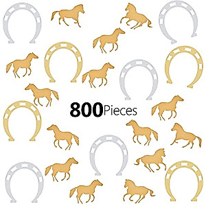 800 Pieces Horseshoe Confetti Horse Confetti Decorations Horse Party Confetti Accessories Animal Glitter Confetti for Birthday, Derby Day Party, Baby Shower, Cowboy Party Supplies