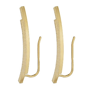 Kooljewelry 14k Yellow Gold Double Curved Bar Climber Earrings