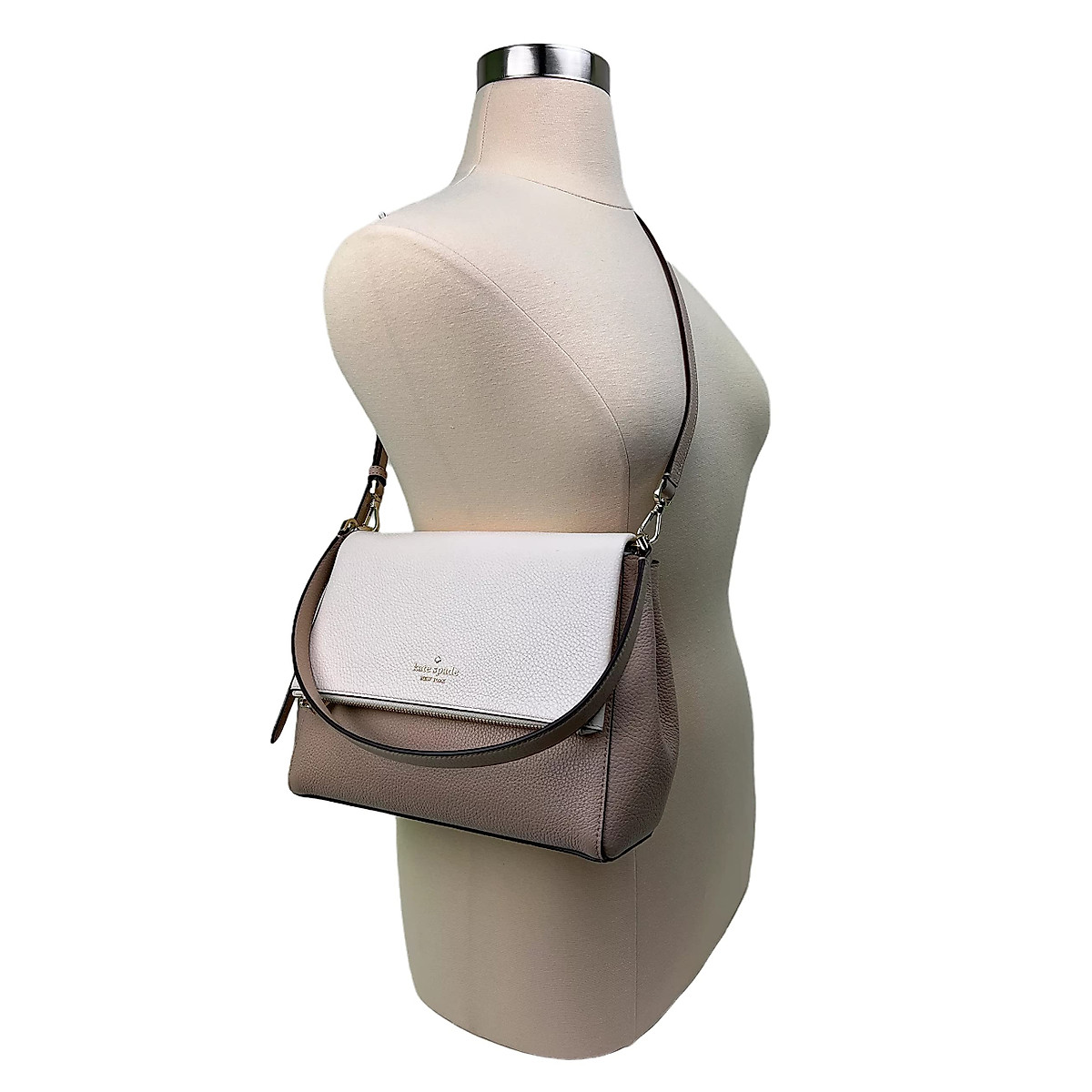 Kate Spade Leila Medium Pebbled Leather Shoulder Bag (Warm beige)