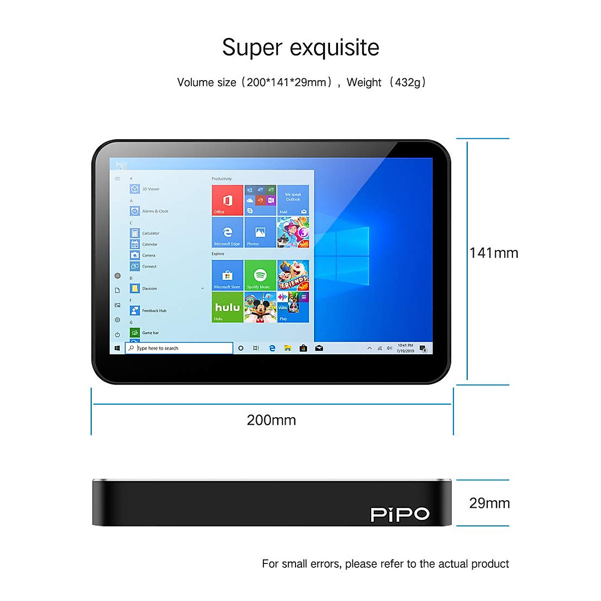 Pipo X2S Mini PC 8inch 1280 * 800 IPS Screen Windows 10 Tablet PC Z3735 Mini Desktop 2G Ram 64G ROM TV Box BT4.0 WiFi RJ45