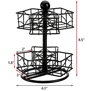 Frcctre Tea Bag Organizer, 360 Degree Tea Bag Spining Carousel Organizer with 6 Compartments, Lazy Susan Sugar Coffee Creamer Caddy for Kitchen Counter Cabinet Organizer, Up to 60 Tea Bags Storage