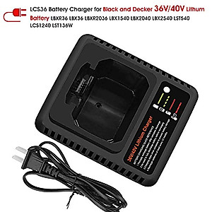 UNGINO 40V MAX Fast Charger for Black+Decker LCS36 LCS40, Compatible 36V 40V Max Lithium ion Battery LBXR36 LBX36 LBXR2036 LBX2040 40V Battery Charger