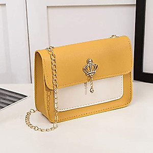 Crossbody Bags For Women Fashion Shoulder Tote Messenger Bag Women's Bags Casual Handbag Women Shoulder Bags Leather(Yellow,One Size)