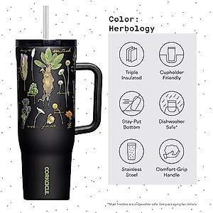 Corkcicle x Warner Brothers Harry Potter Herbology Cruiser - Insulated Tumbler with Handle & Straw, 40 oz – Reusable Water Bottle - Cold for 20 Hours, Hot for 9 Hours – Cupholder Friendly, Spill Proof