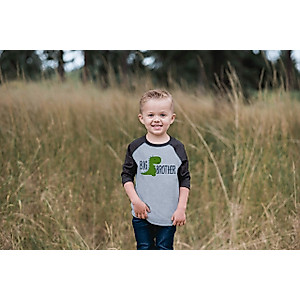 7 ate 9 Apparel Boy's Dinosaur Big Brother Grey Baseball Shirt T-Shirt 18 Months