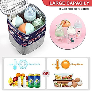 Accmor Baby Bottle Cooler Tote Bags, Insulated Breastmilk Cooler Bag, Baby Bottle Warmer Cooler Bag, Fits up to 4 Large 8Oz Bottles, Baby Bottle Cooler Bag for Nursing Mom Daycare Travel