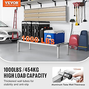 VEVOR Aluminum Dunnage Rack, 48” x 20” Commercial Food Floor Rack, 12” Off The Floor, 1000 lbs Capacity All-Welded Aluminum Storage Rack, for Storage in Restaurants, Kitchens, Garages and Vehicles
