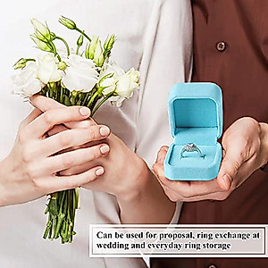 Parts Express 2 Pack Velvet Ring Boxes, Earring Pendant Jewelry Case, Ring Earrings Gift Boxes, Jewellry Display (Blue, Ring Box)