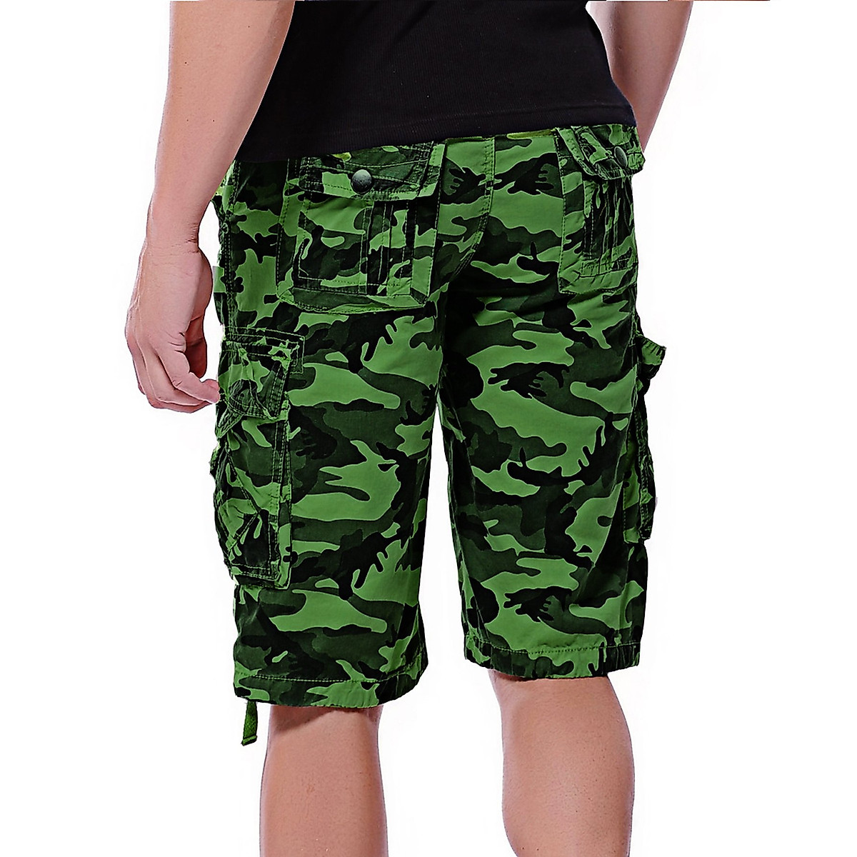 HODZAIW Mens Camo Cargo Shorts Cotton Loose Fit Outdoor Cargo Shorts Lightweight
