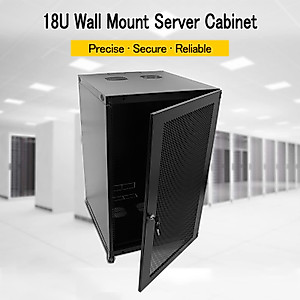 RAISING ELECTRONICS 18U Wall Mount Network Server Cabinet Rack Enclosure Ventilated Door Lock 22.75inch Depth with Fixed Shelves
