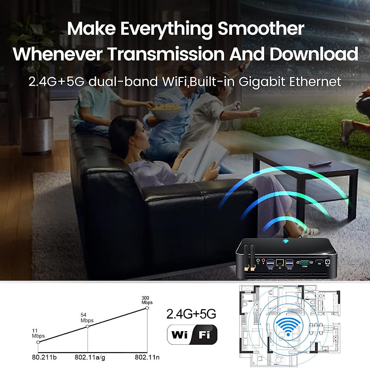 BOESIIPC Mini Desktop PC, Mini Computer i9-9880H Windows 11 Pro, 64G DDR4 RAM/1T M.2 SSD, 4K, USB3.0, HDMI, COM, WiFi, BT4.0