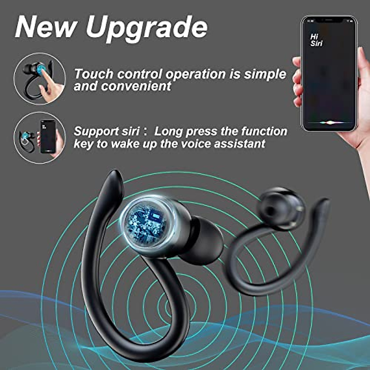 T82-Bluetooth 5.3 Wireless Earbuds-IPX7 Waterproof ENC Noise Canceling Earbuds, 120 Hours Play Time HI-FI Bluetooth Headphones, 2.0 Level Deep Bass Suitable for Sports Listen to Music (Black*1)
