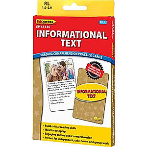 Edupress Reading Comprehension Practice Cards, Informational Text, Yellow Level (EP63436)