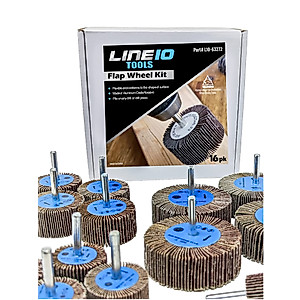 LINE10 Tools 40pk Flap Sanding Wheels Kit fits Drill and Die Grinder for Wood and Metal (16)