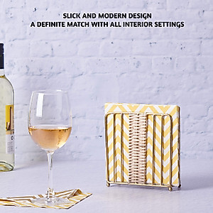 Folkulture Napkin Holder for Table, Napkin Holder for Kitchen Countertop, Square Paper Napkin Holder Modern for Table Decor, Farmhouse Tissue Holder for Centrepiece Decor, Gold