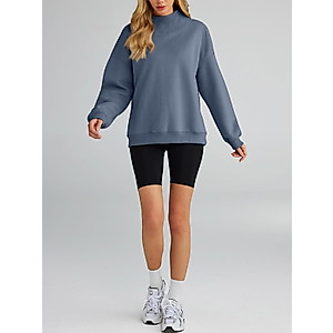 Trendy Queen Womens Oversized Sweatshirts Fall Fashion 2024 Crewneck Pullover Fleece Cute Hoodies Loose Teen Girls Y2K Outfits Clothes Greyblue