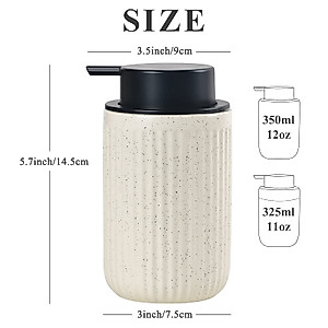 BosilunLife Foam Hand Soap Dispenser - Ceramic Foaming Soap Dispenser for Bathroom 12oz Refillable Liquid Lotion Soap Dispenser with Rust-Proof Foaming Pump for Countertop