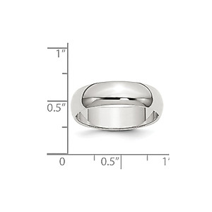 Solid 925 Sterling Silver 6mm Plain Classic Dome Wedding Band For Men Ring Size 11 - Jewelry Gifts For Men Husband Dad