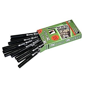 Money Marker (12 Counterfeit Pens) - Counterfeit Bill Detector Pen with Upgraded Chisel Tip - Detects Fake Counterfit Bills, Universal Currency Detectors Pack