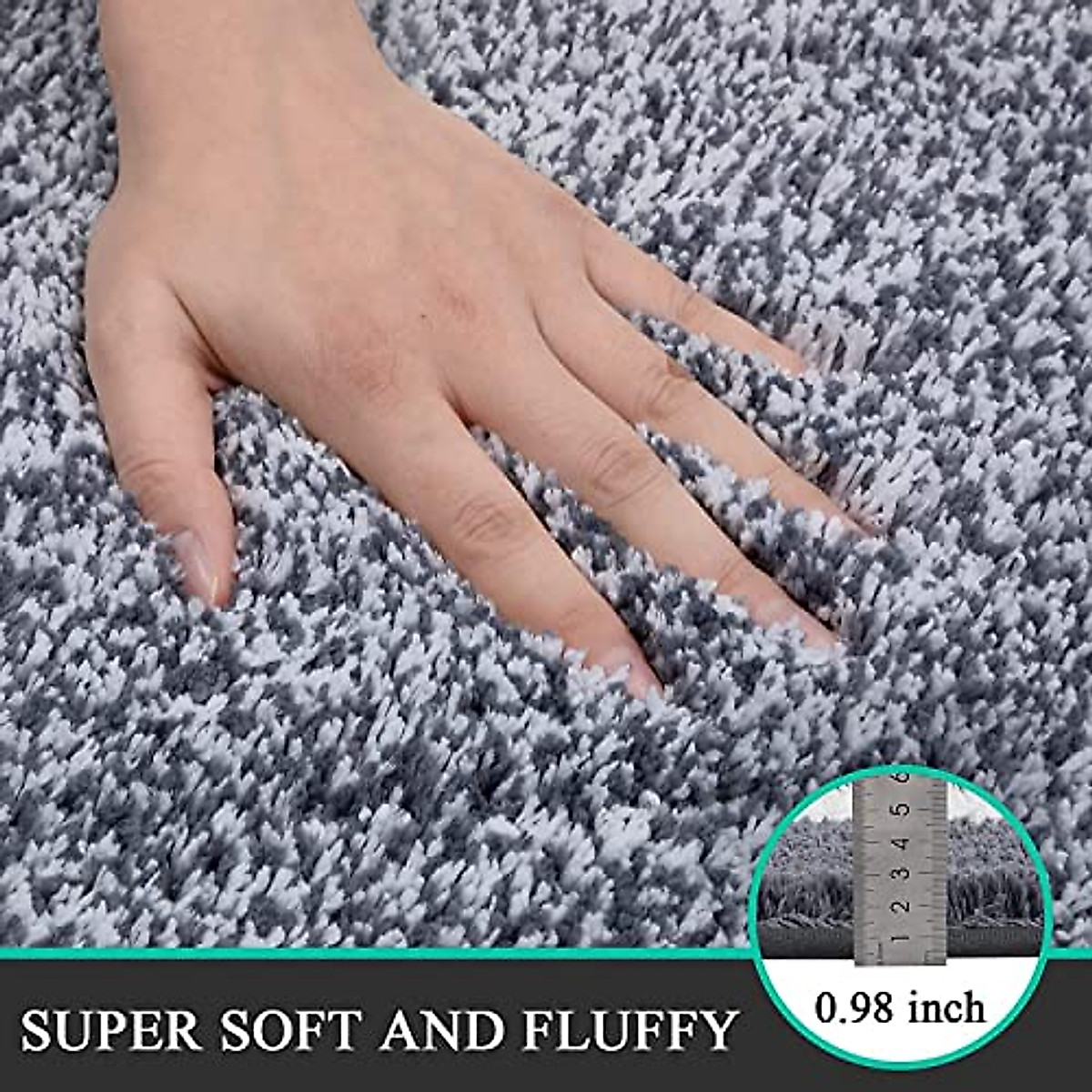 Pauwer Bathroom Rug Mat Set 3 Piece, Microfiber Shaggy Bath Mat Set, Non-Slip Ultra Soft Carpet Mats, Absorbent Bathroom Mat Set with U-Shaped Toilet Mat for Bathroom, Tub, Shower, Dark Grey