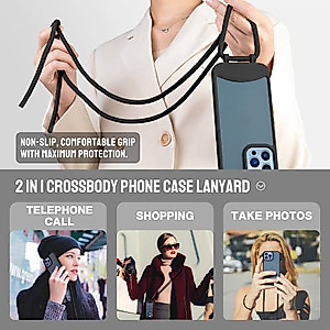 Lawonda Crossbody for iPhone 14 Pro Max Case, Adjustable Lanyard Detachable Transparent Shockproof Protective Bumpers Phone Case Clear