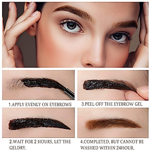 2PCS Peel Off Tattoo Eyebrow Gel, Long Lasting Waterproof Eyebrow Tattoo Makeup,Natural Elegant Eyebrow Tattoo Peel Off for Woman Girls - Brown