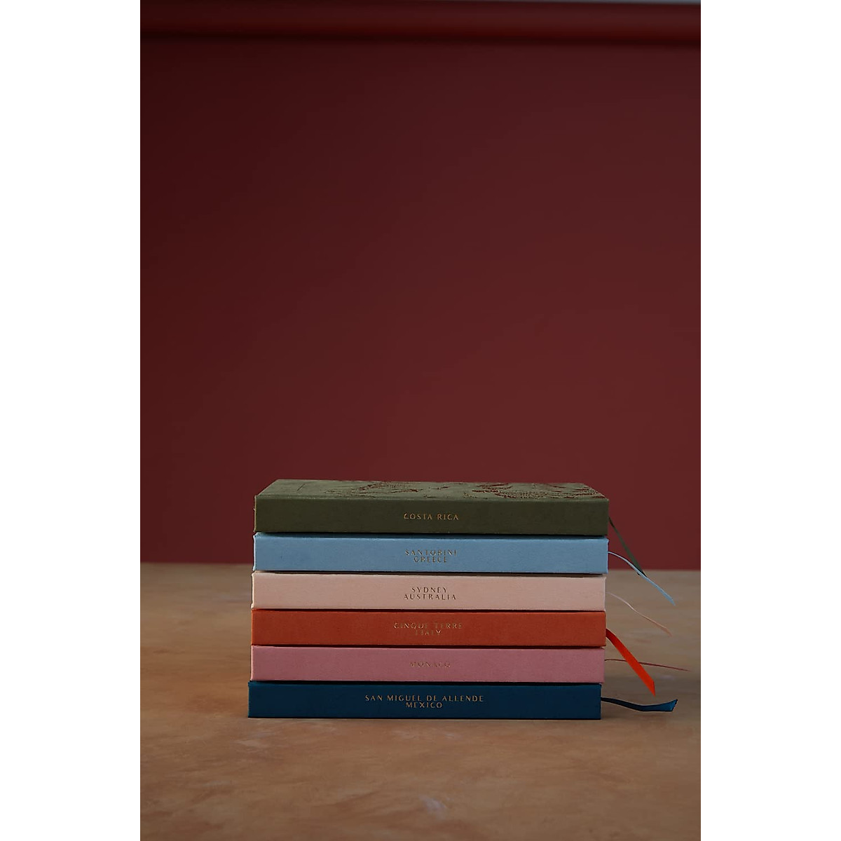 DesignWorks Ink Suede Cloth Hardcover Journal Notebook with 240 Lined Pages and Satin Ribbon Marker for Work, Writing - Anderson Design World Travel San Miguel De Allende Mexico Blue Gold (JB86-2026AD)