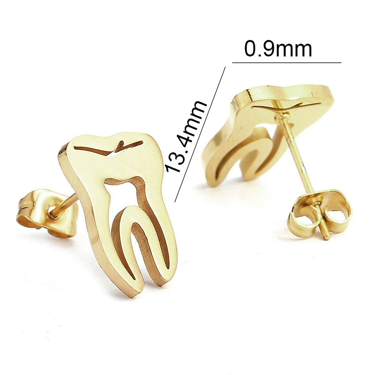 AOCHEE Tooth Earrings Studs Dental Earrings for Women in Silver Gold Rose Gold Color