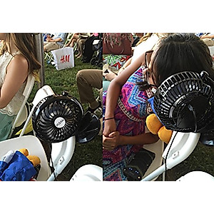 HJIAN 5-inch Clip Fan Portable Stroller Fan Battery Fan Clip on Fans Personal Cooling Fan Tables Fan Desktop Fans Clamp Fans Baby Stroller Clip Fan (Black)