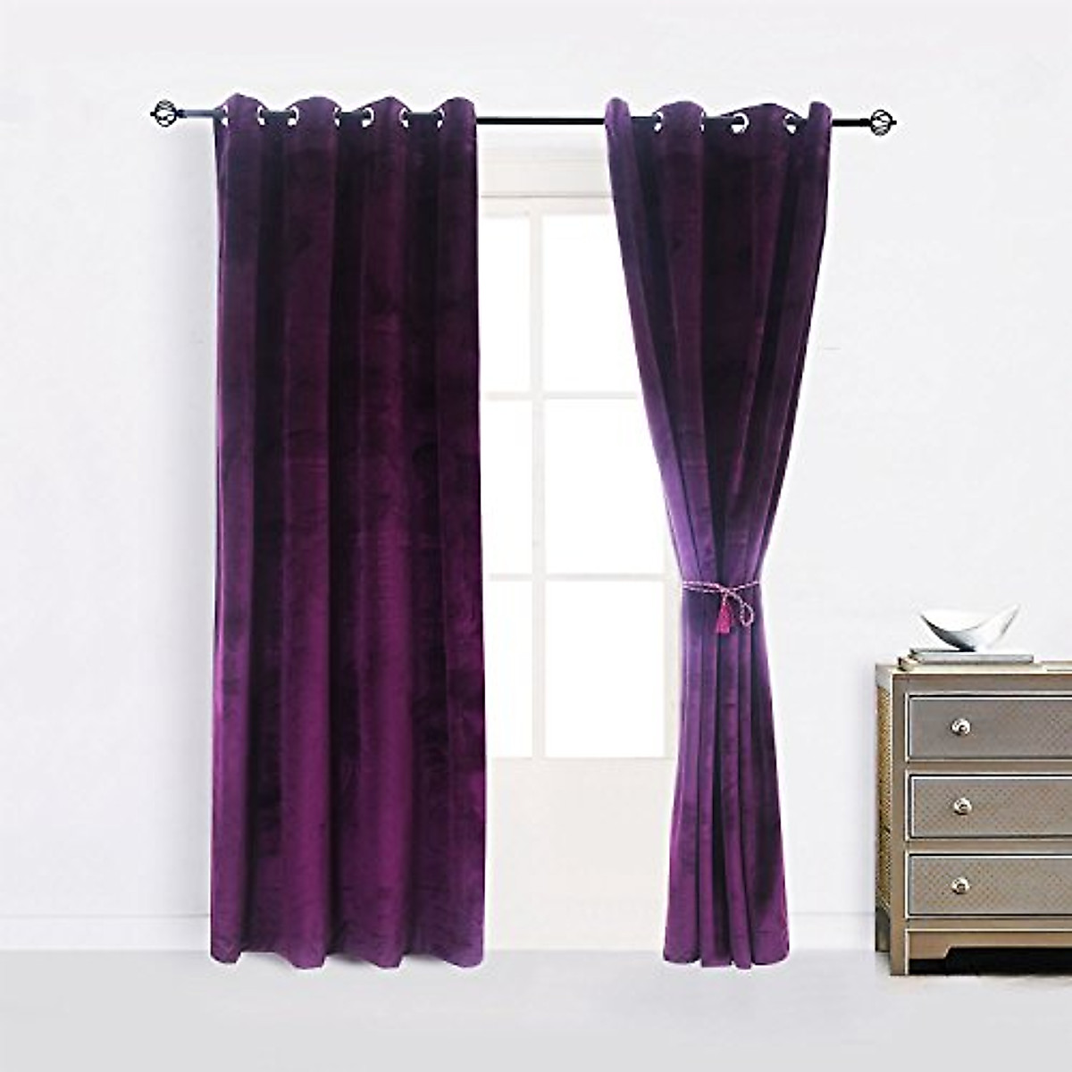 Cherry Home 52-Inch-by-84-Inch Velvet Blackout Grommet Curtain Panel, Purple