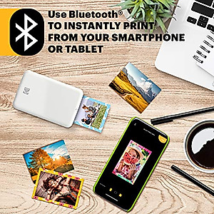 Kodak 2"x3" Premium Zink Photo Paper (100 Sheets) & Step Wireless Mobile Photo Mini Printer (White) Compatible w/iOS & Android, NFC & Bluetooth Devices