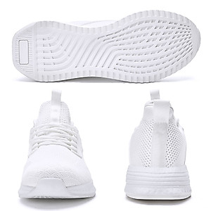 KPP White Sneakers for Men - Slip on Walking Running Tennis Athletic Workout Gym Jogging Lightweight Breathable Memory Foam Casual Shoes Size 11