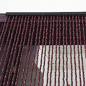 OKUOKA 31 Strands Beaded Door Curtains for Doorways Wood Bead String Curtain for Room Dividers Dark Brown Handmade Home Entrance Decoration, Size Customizable (Size : 90x150cm)