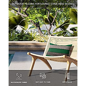 Recliner Head Pillow Ledge Loungers Chair Pillows with Insert Retro Farmhouse Barn Forest Green Brown Wood Grain Lumbar Pillow with Adjustable Strap Patio Garden Cushion for Sofa Bench Couch, 2 PCS