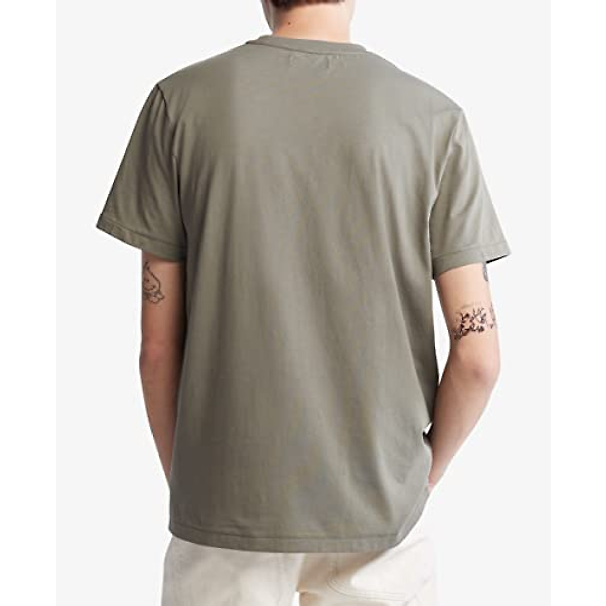 Calvin Klein Men's Smooth Cotton Solid Crewneck T-Shirt, Dusty Olive, Large