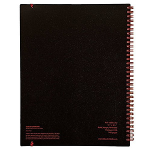 Black n' Red Twin Wire Poly Cover Notebook, 11" x 8-1/2", Black/Red, 70 Ruled Sheets. 5 Pack (K66652) - Bundle Includes Plexon Ballpoint Pen
