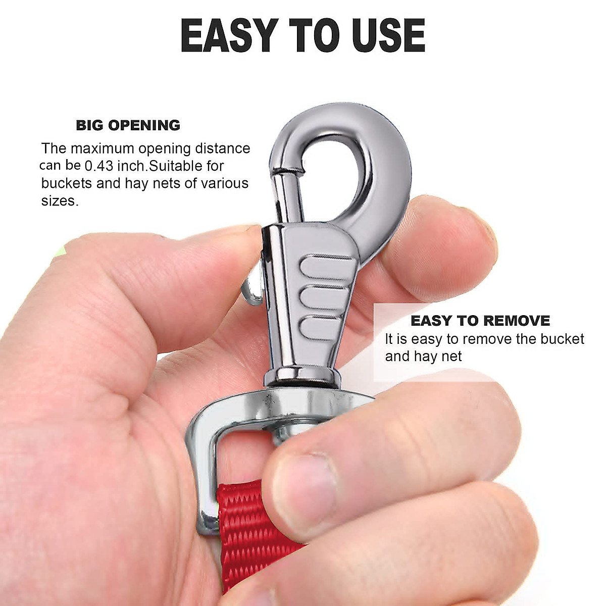 Rosemarie Horse Bucket Strap Hangers,Horse Suppliers Adjustable Nylon Straps up to 700 lbs for Hay Nets, Water Buckets,Hanging-Pratical and Easy Use(4 Pack) (Red)